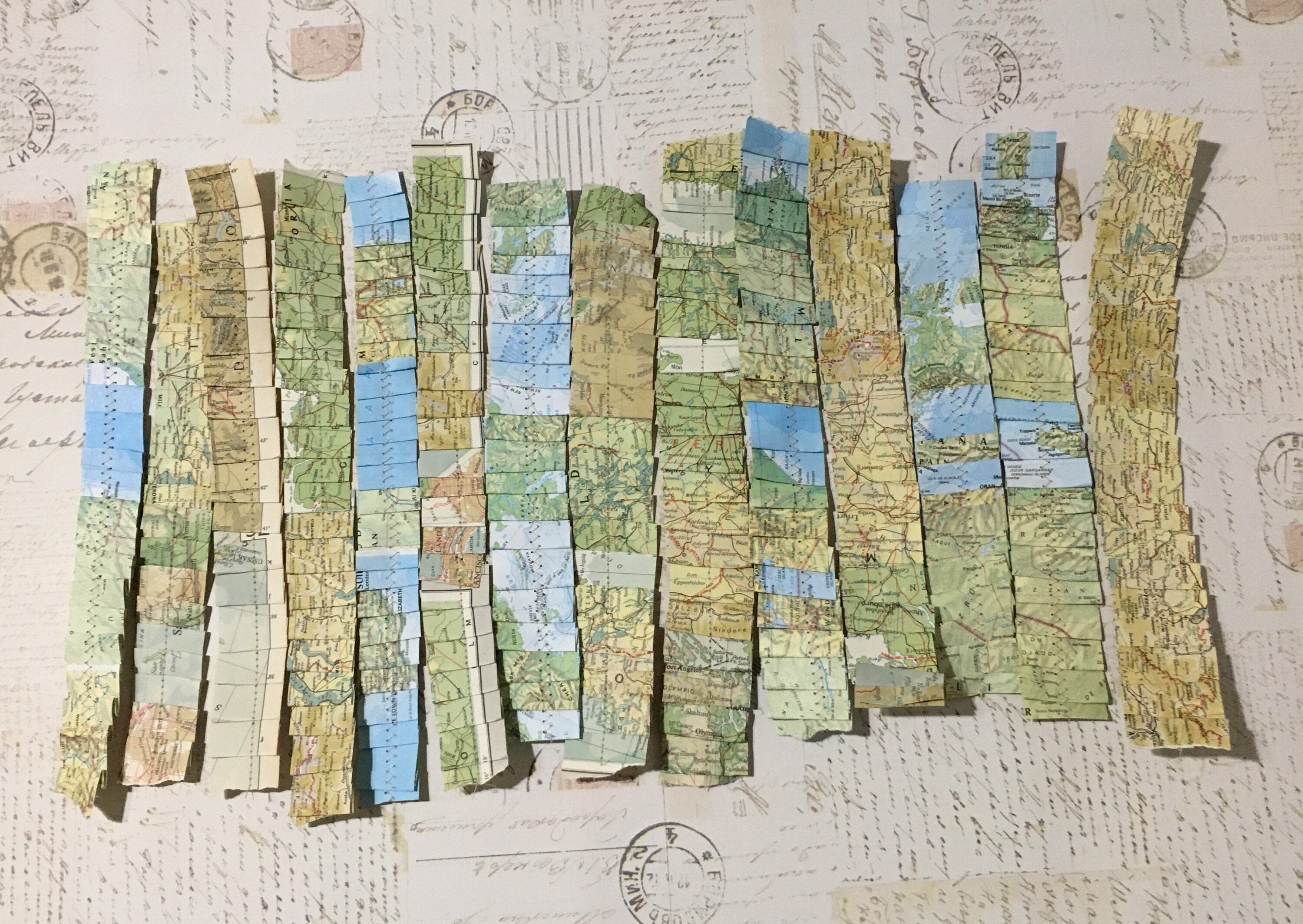 Map or Atlas Paper Ruffles. Ruffled Paper Set of 7 - Etsy