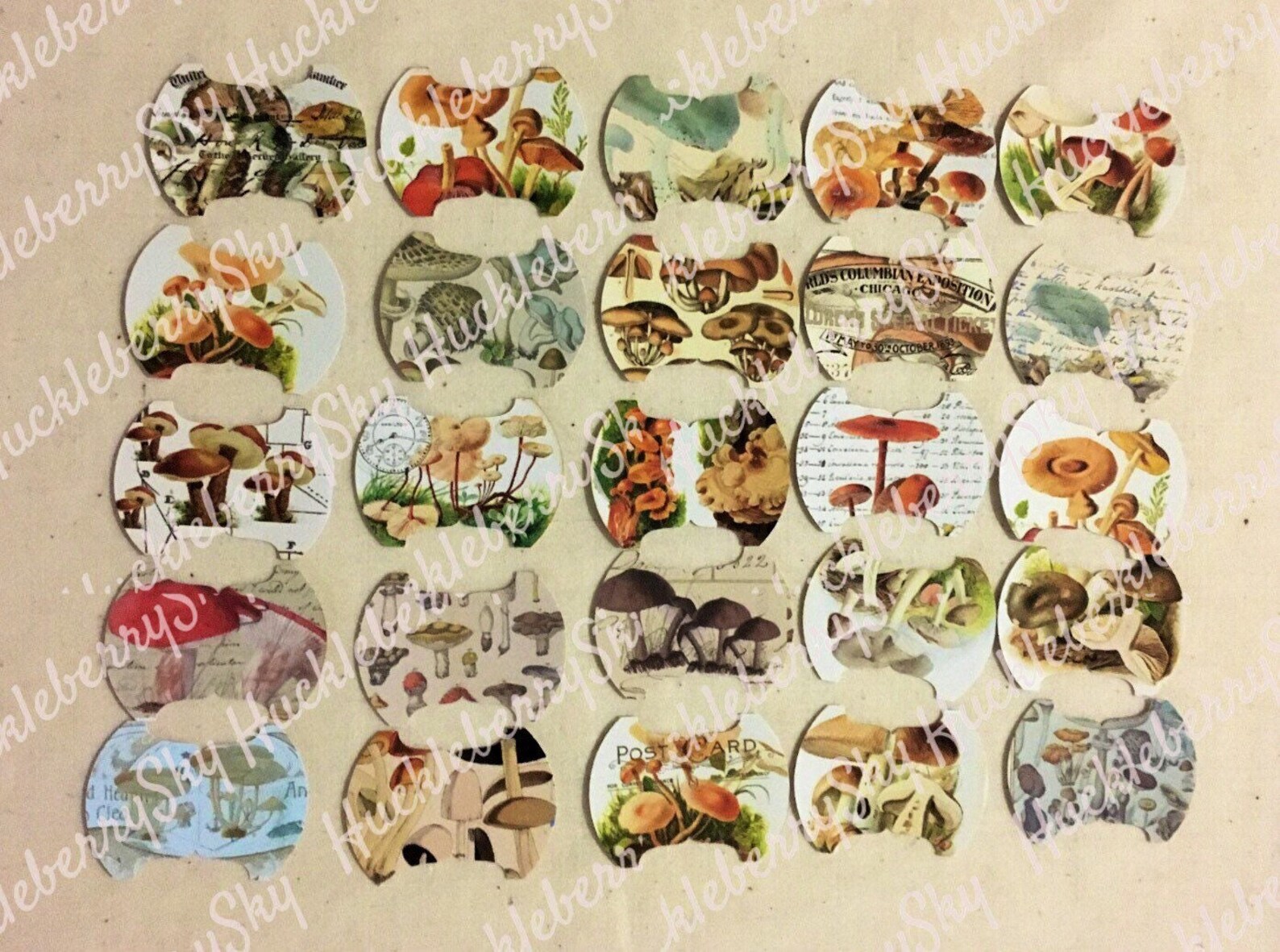 25 Vintage Mushroom Image Round Tab Whale Tail Tabs - Etsy