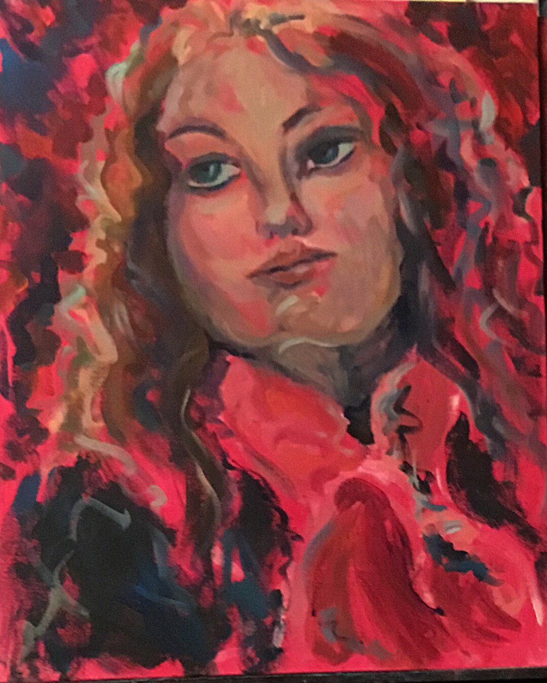 Red Angel Expressionist Acrylic in Reds and Violets - Etsy