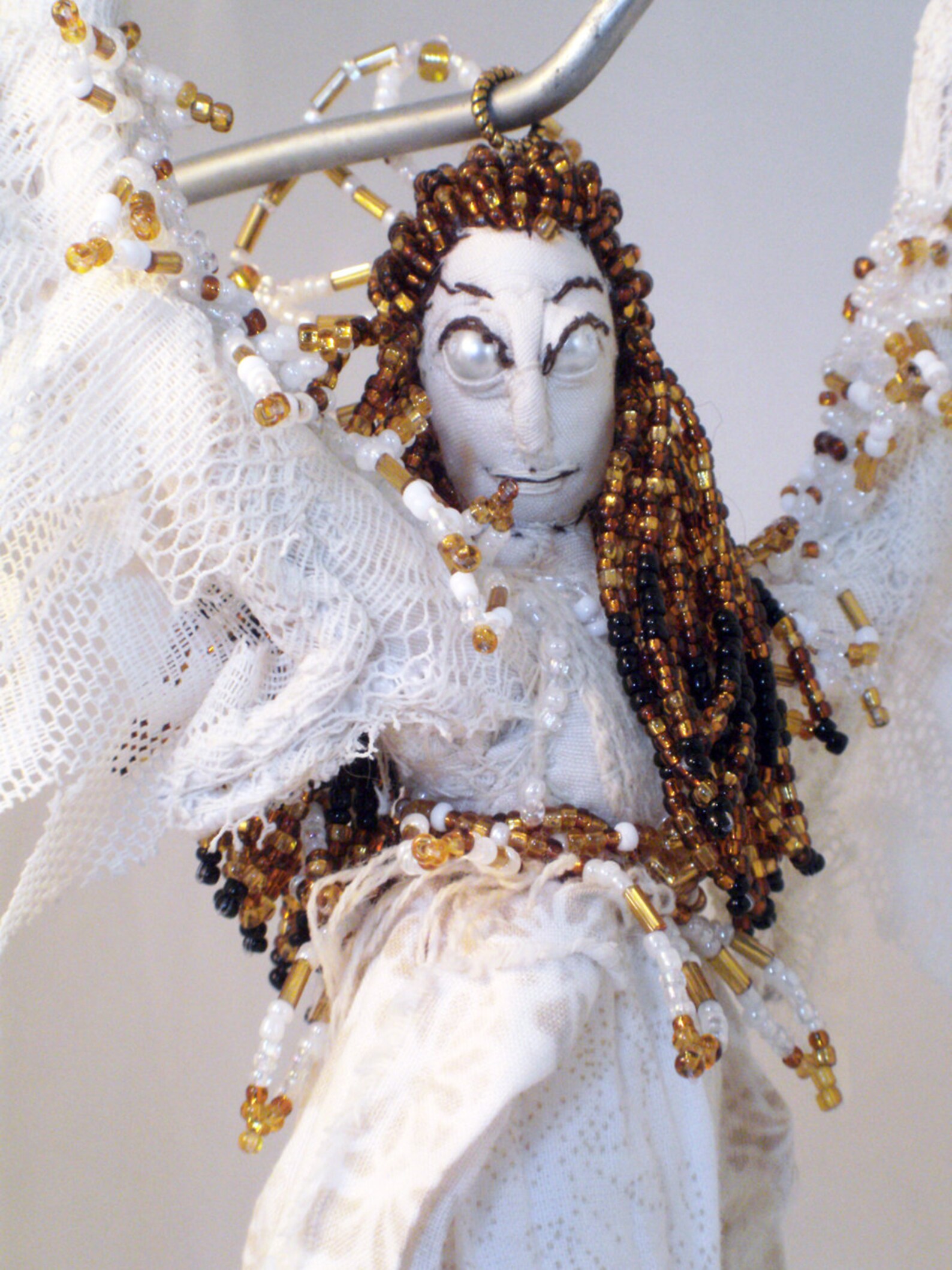 Soft Sculpture Art Doll Blind Angel Armaita Gold and White Cloth Angel ...