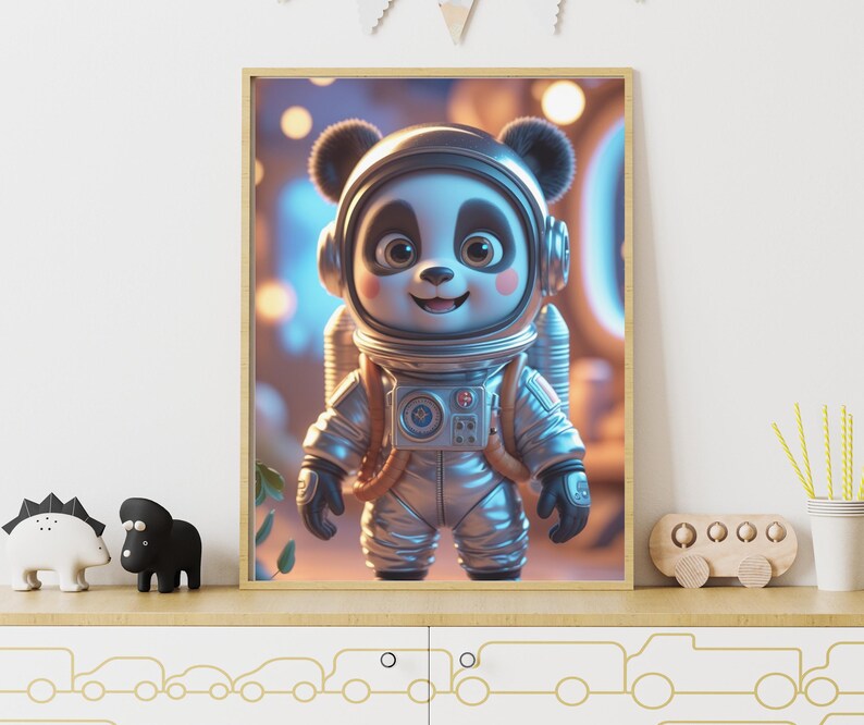 Chibi Panda Cosmo Poster Bedroom Wall Art Decor Kids Cartoon Super Cute ...