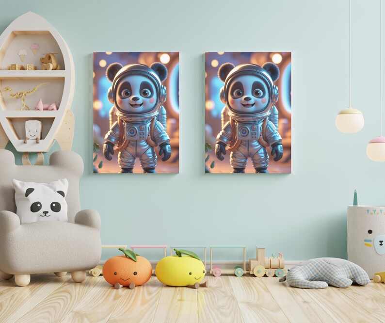 Chibi Panda Cosmo Poster Bedroom Wall Art Decor Kids Cartoon Super Cute ...