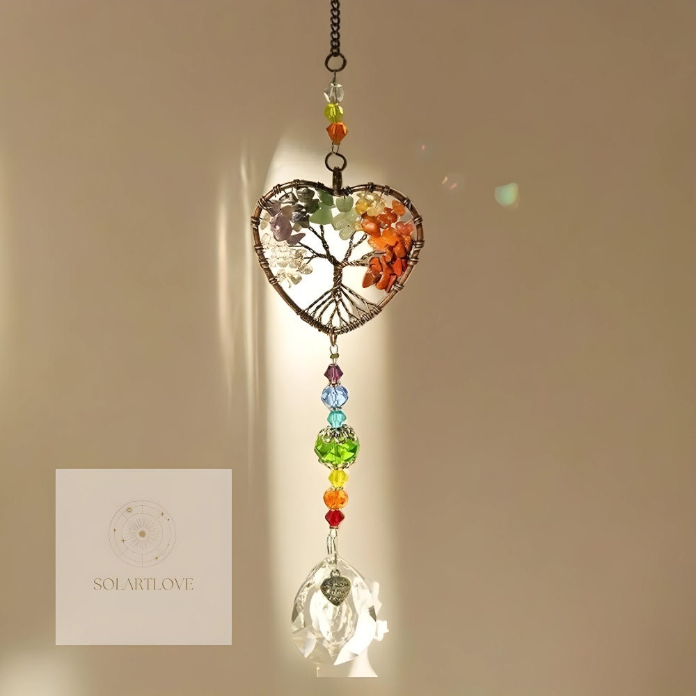 Tree of Life Crystal Sun Catcher, Gemstone Tree Sun Catcher, Glass ...