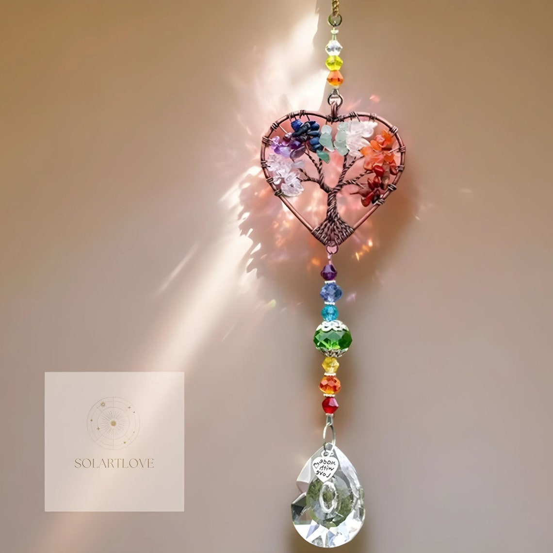 Tree of Life Crystal Sun Catcher, Gemstone Tree Sun Catcher, Glass ...