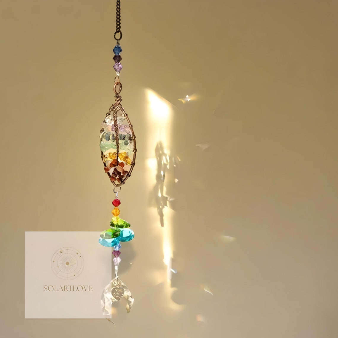 Tree of Life Crystal Sun Catcher, Gemstone Tree Sun Catcher, Glass ...