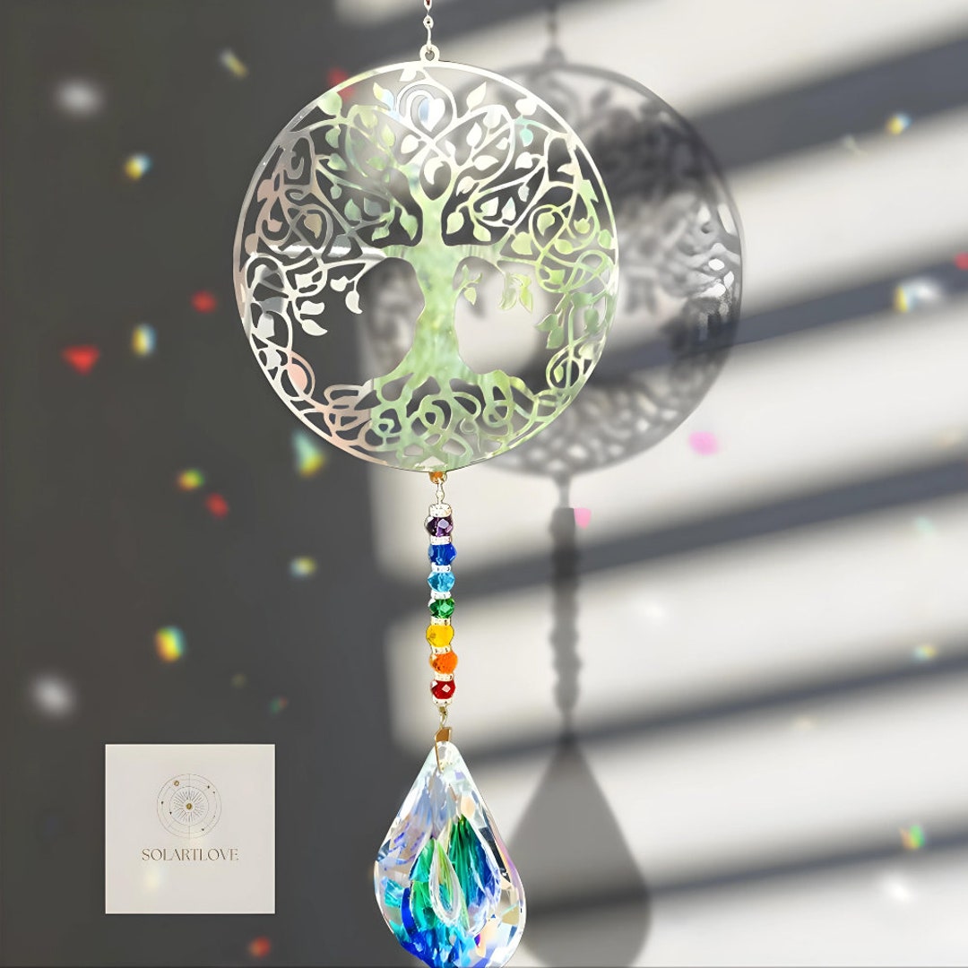 Crystal Sun Catcher, Tree of Life Light Catcher, Glass Prism Sun Light ...