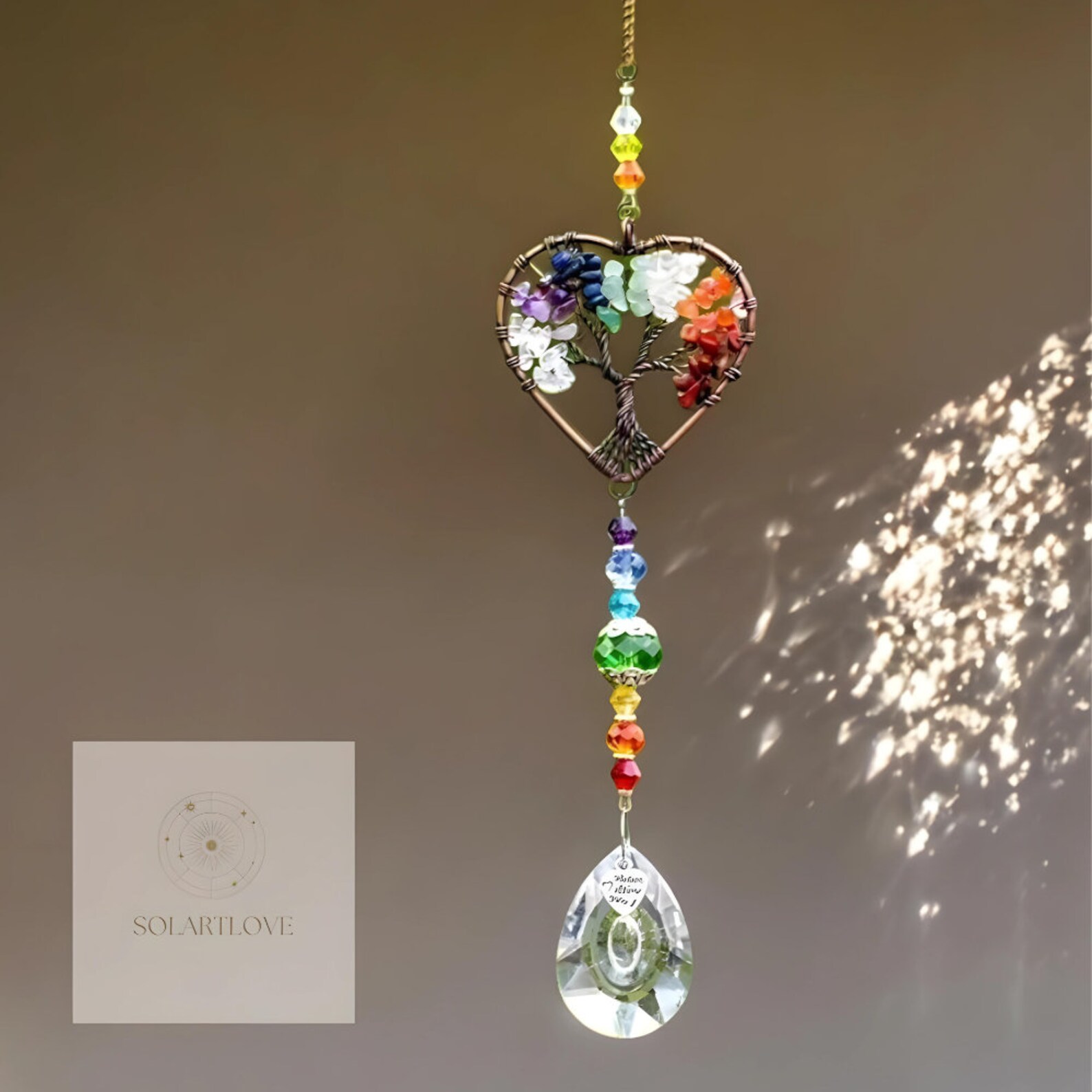 Tree of Life Crystal Sun Catcher, Gemstone Tree Sun Catcher, Glass ...