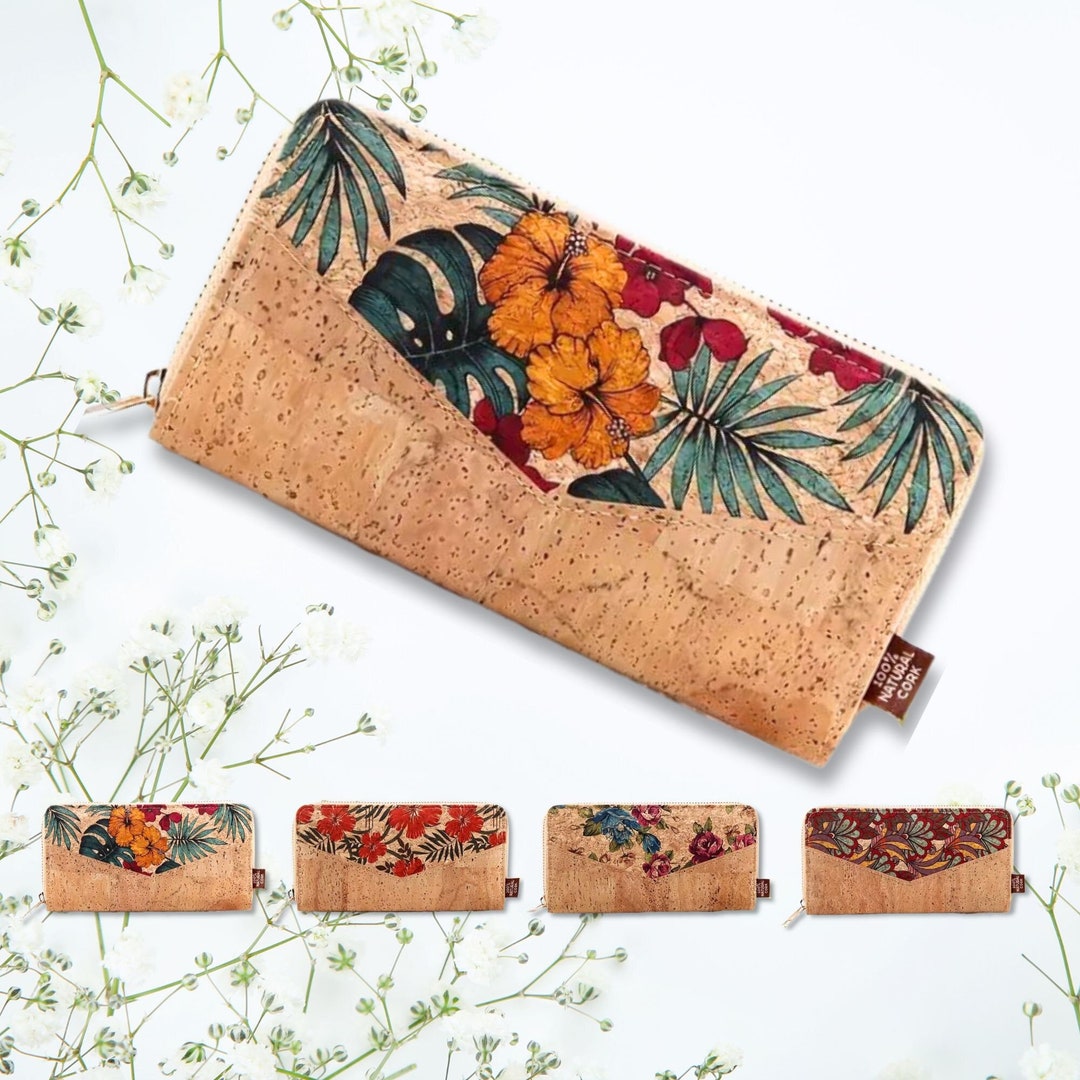 Portuguese Cork FLORAL Cork Wallet, Vegan Cork Wallet, Cork Accessories ...