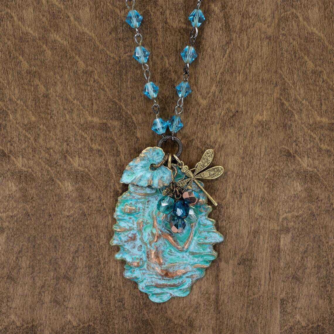 Patina Jewelry Copper Patina Leaf Necklace Bohemian Jewelry - Etsy