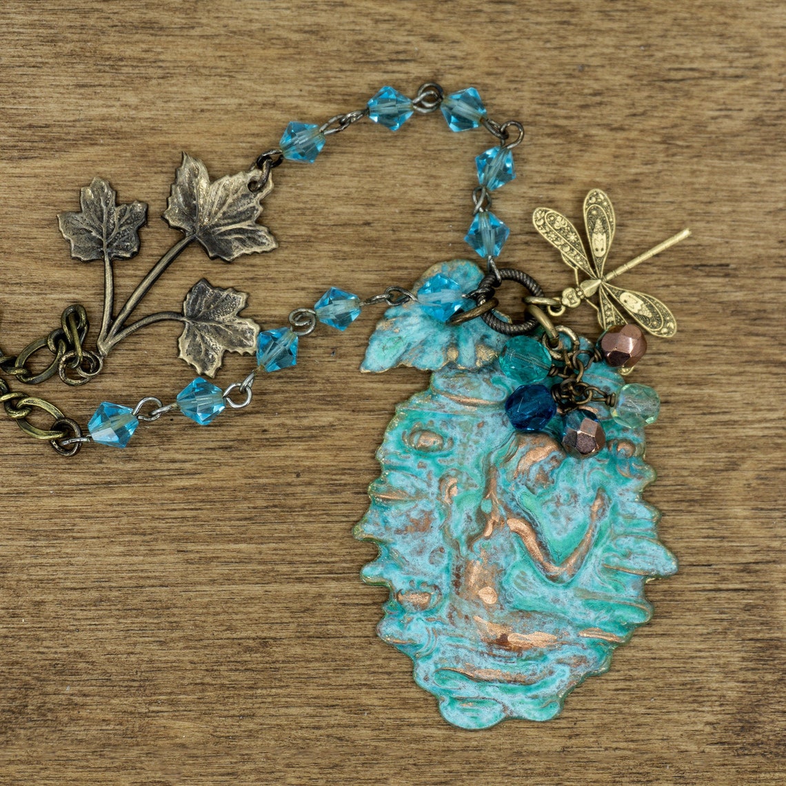 Patina Jewelry Copper Patina Leaf Necklace Bohemian Jewelry - Etsy