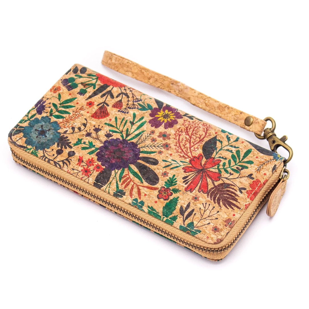 Cork Wallet Portuguese Cork Wallet FLORAL GARDEN Cork - Etsy