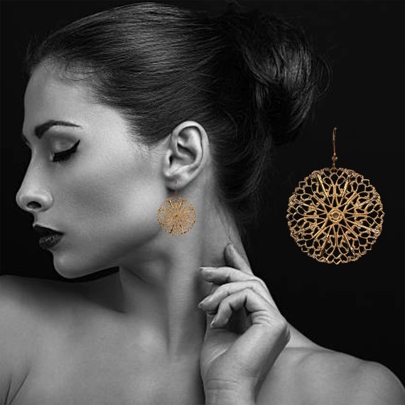 Round filigree earrings store