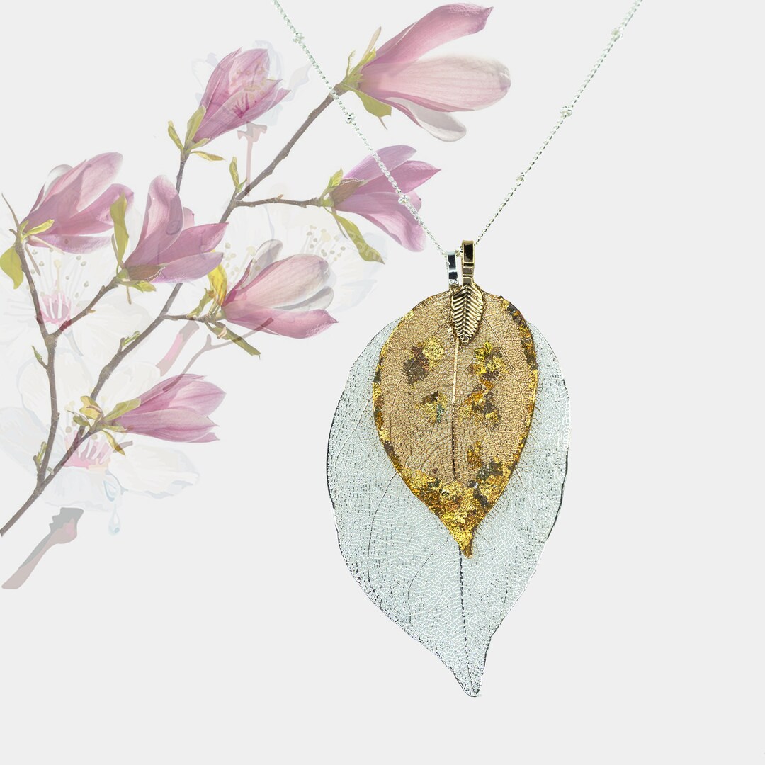 Botanical Necklace, Real Leaf Jewelry, Convertible Leaf Pendant, Leaf ...