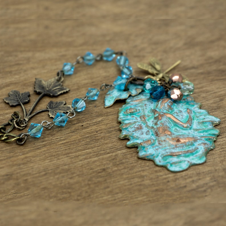 Patina Jewelry Copper Patina Leaf Necklace Bohemian Jewelry - Etsy