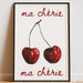 Ma Cherie Cherry Wall Art, Cute Red Cherries Poster, Coquette French ...