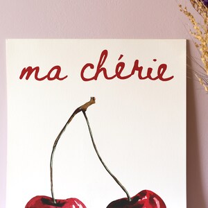Ma Cherie Cherry Wall Art, Cute Red Cherries Poster, Coquette French ...