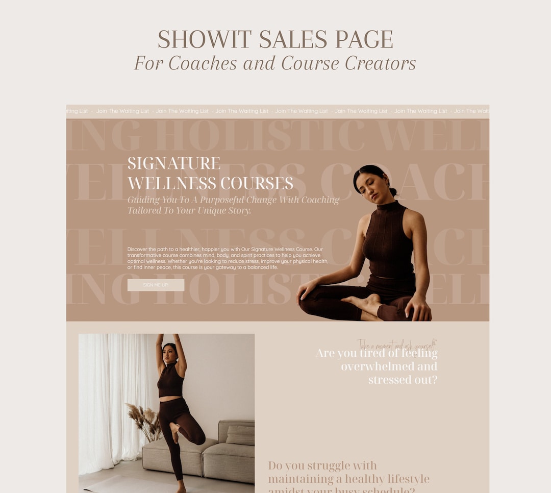 Showit Coach Sales Page, Course Landing Page, Landing Page Template ...