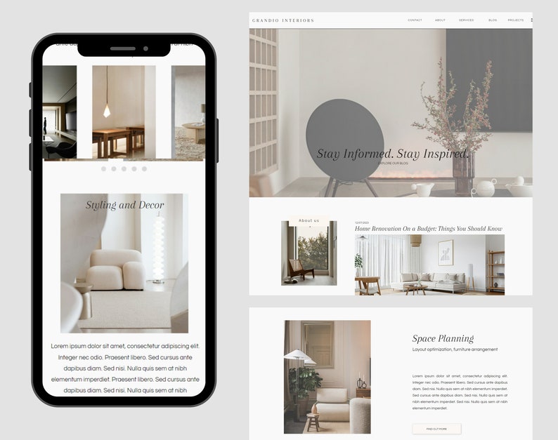 Showit Interior Design Website Template, Modern Interior Website Design ...