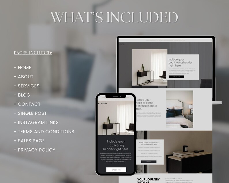 Minimalist Interior Design Website Template: Modern Showit Theme - Etsy