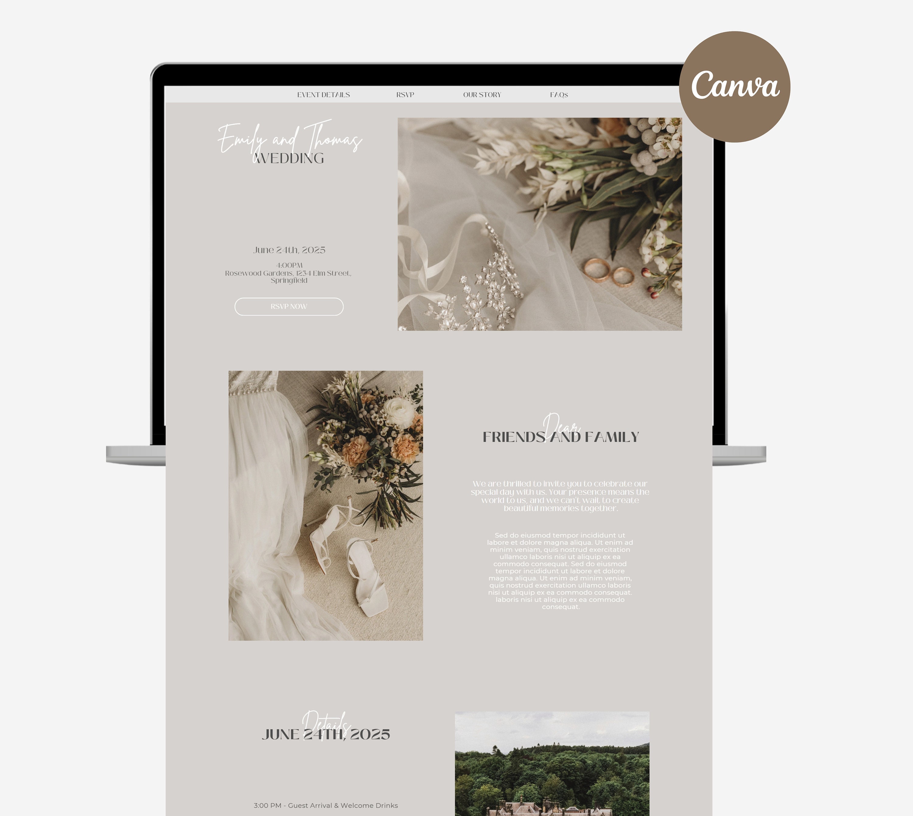 Canva Wedding RSVP Website Template Digital Wedding Invitation, Canva ...