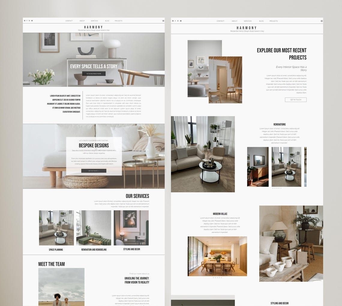 Interior Design Template Showit, Interior Website Template, Interior ...