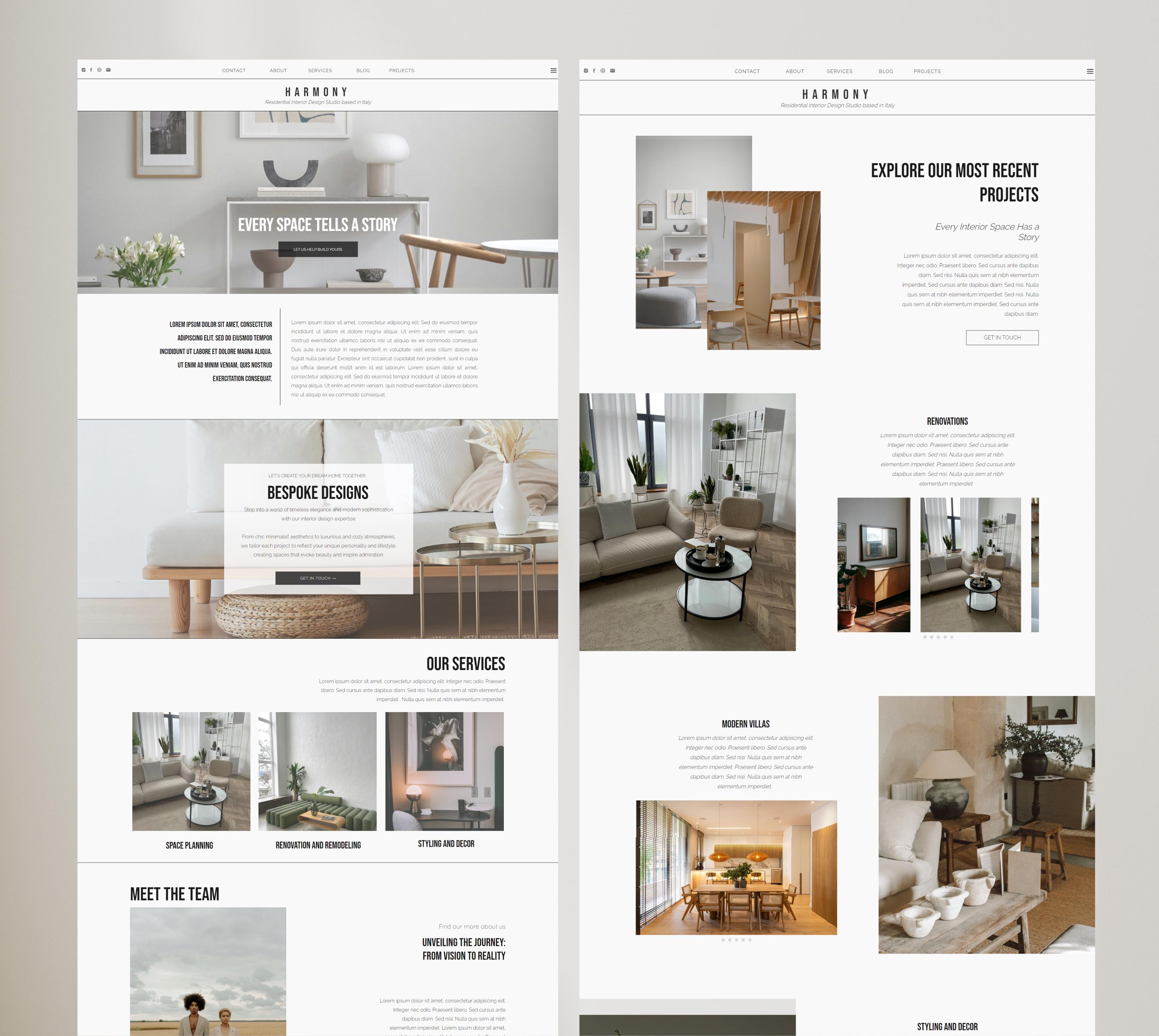 Interior Design Template Showit, Interior Website Template, Interior ...