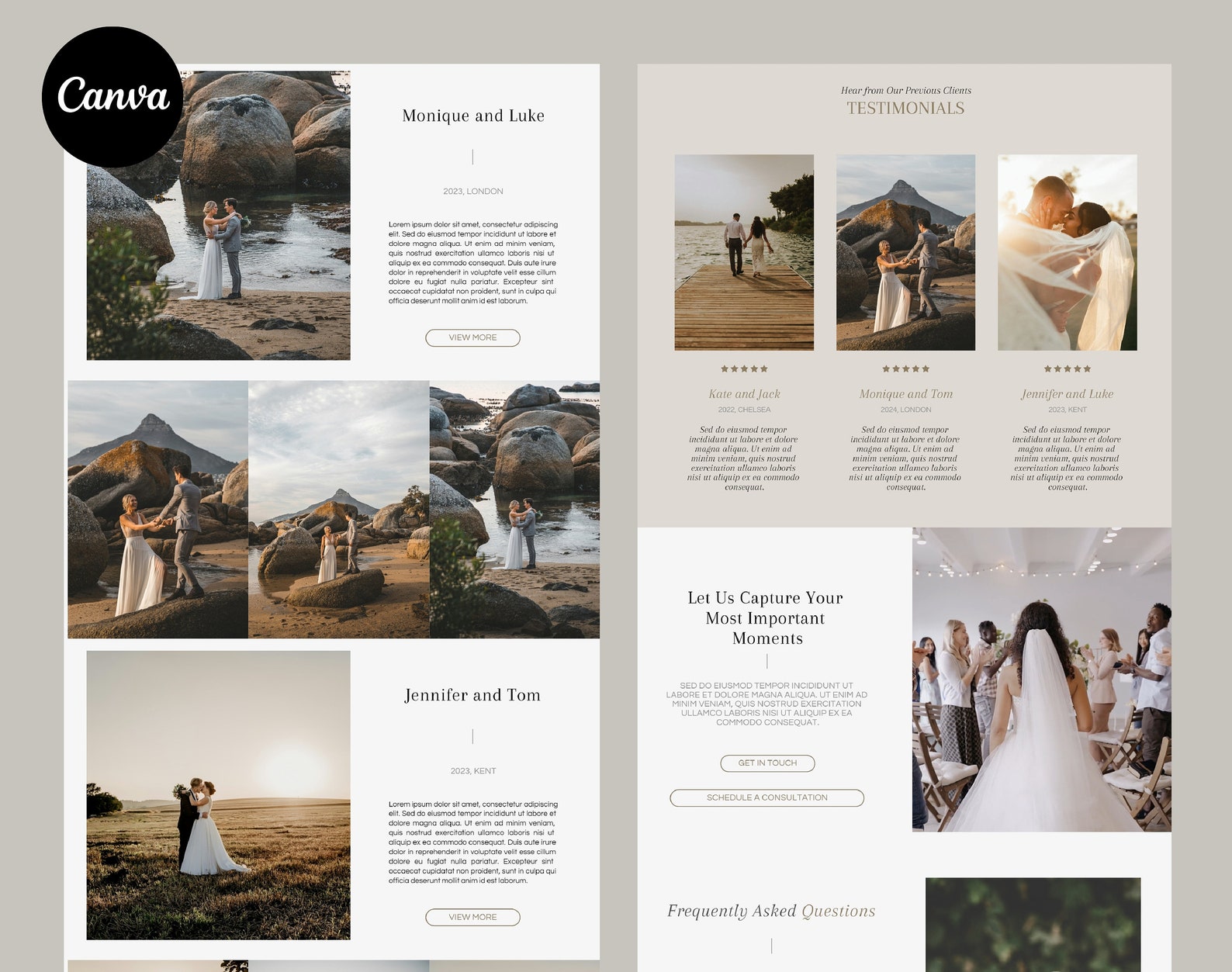 Canva Wedding Photographer Website Template: Portfolio Design - Etsy