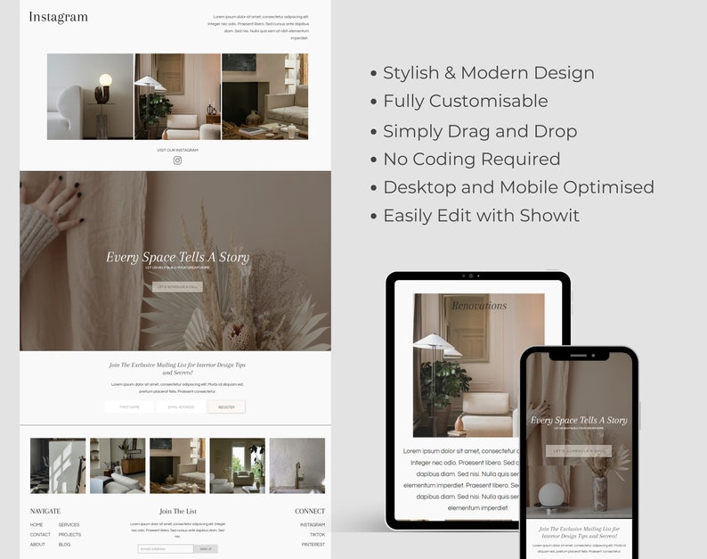 Showit Interior Design Website Template, Modern Interior Website Design ...