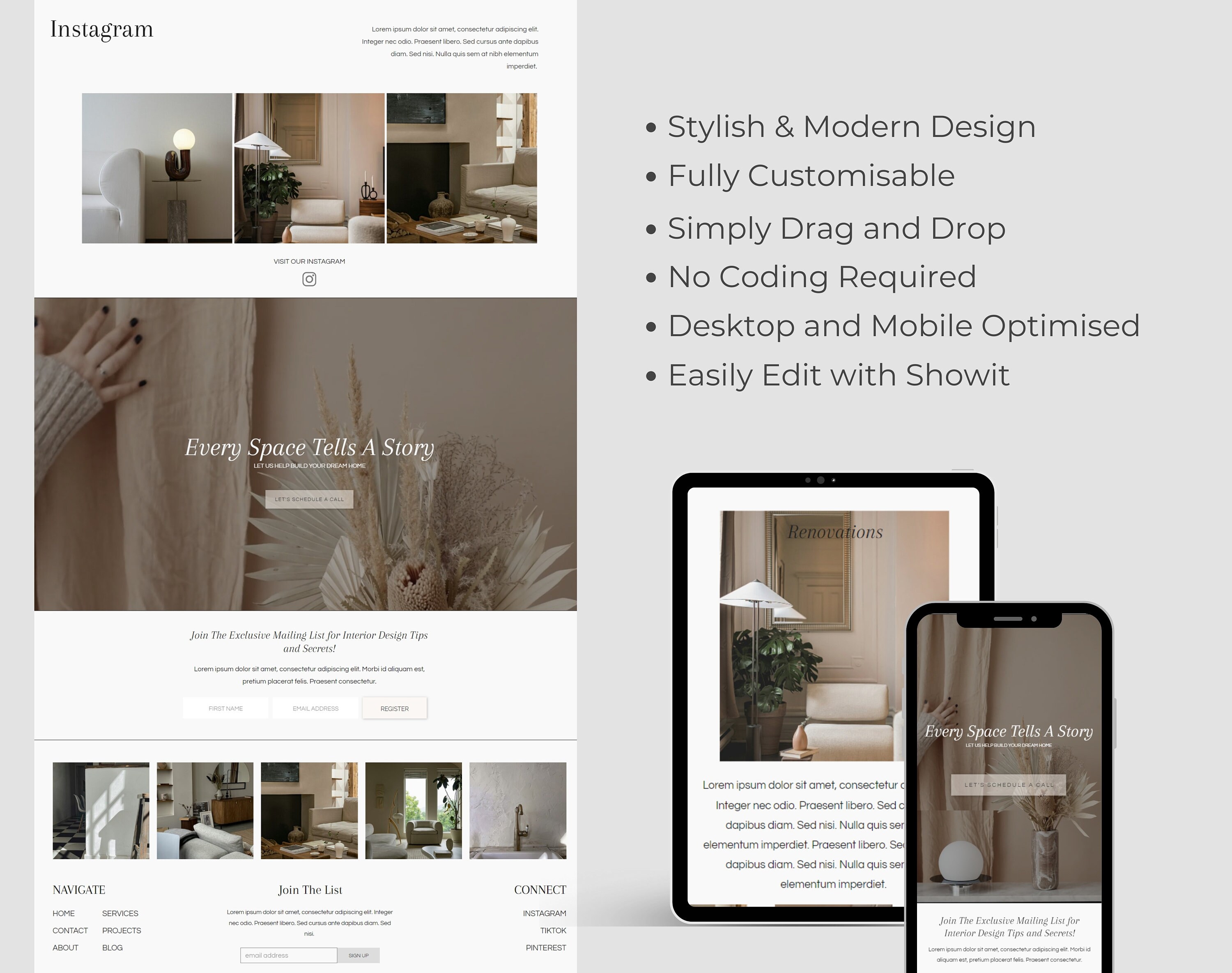 Interior Design Website Template, Showit Interior Website Design ...