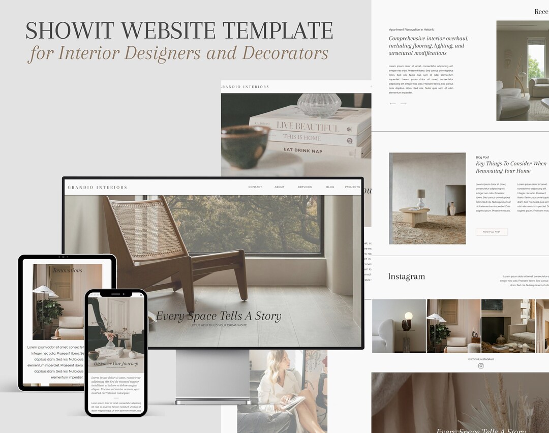 Showit Interior Design Website Template, Modern Interior Website Design ...