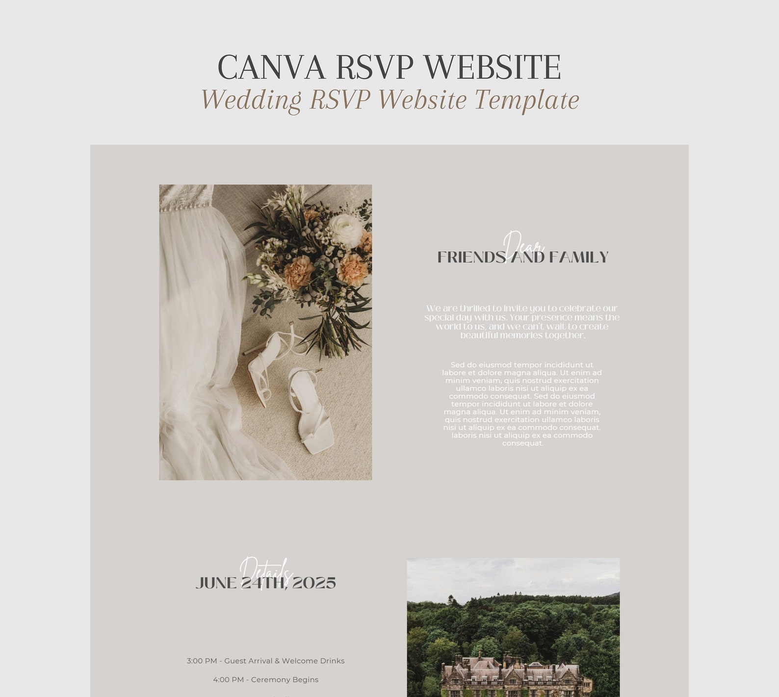 Canva Wedding RSVP Website Template | Digital Wedding Invitation, Canva ...