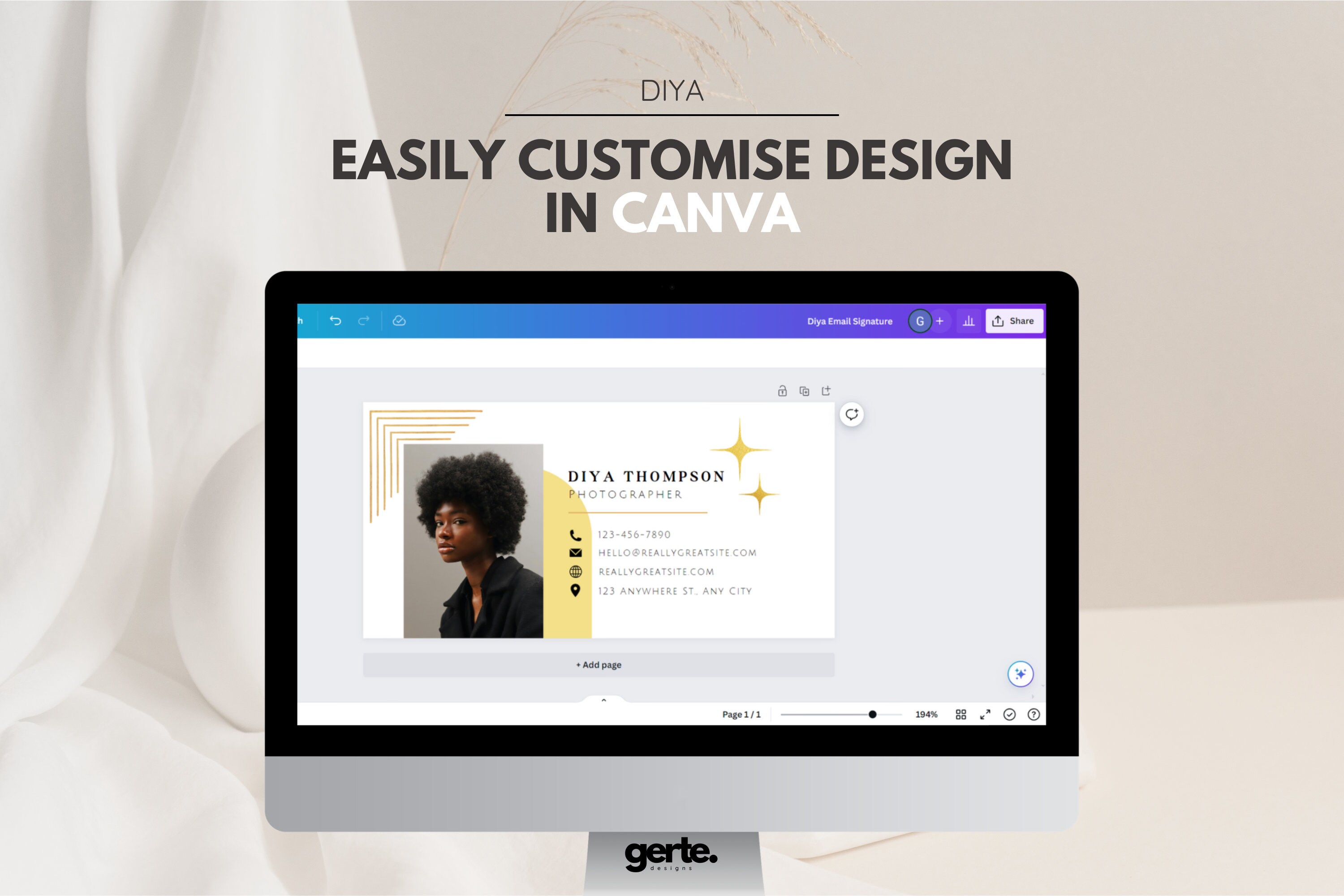 Email Signature Template for Canva - Blog Email Design - Gmail Email Signature - Editable Email ...