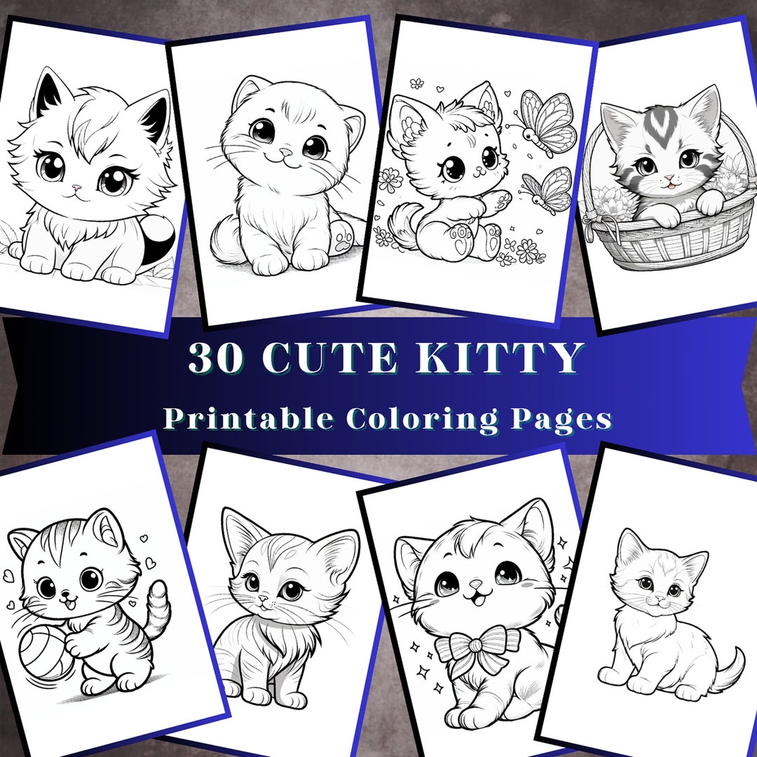 30 Easy Kitty Coloring Pages for Kids Preschoolers Toddlers Coloring ...