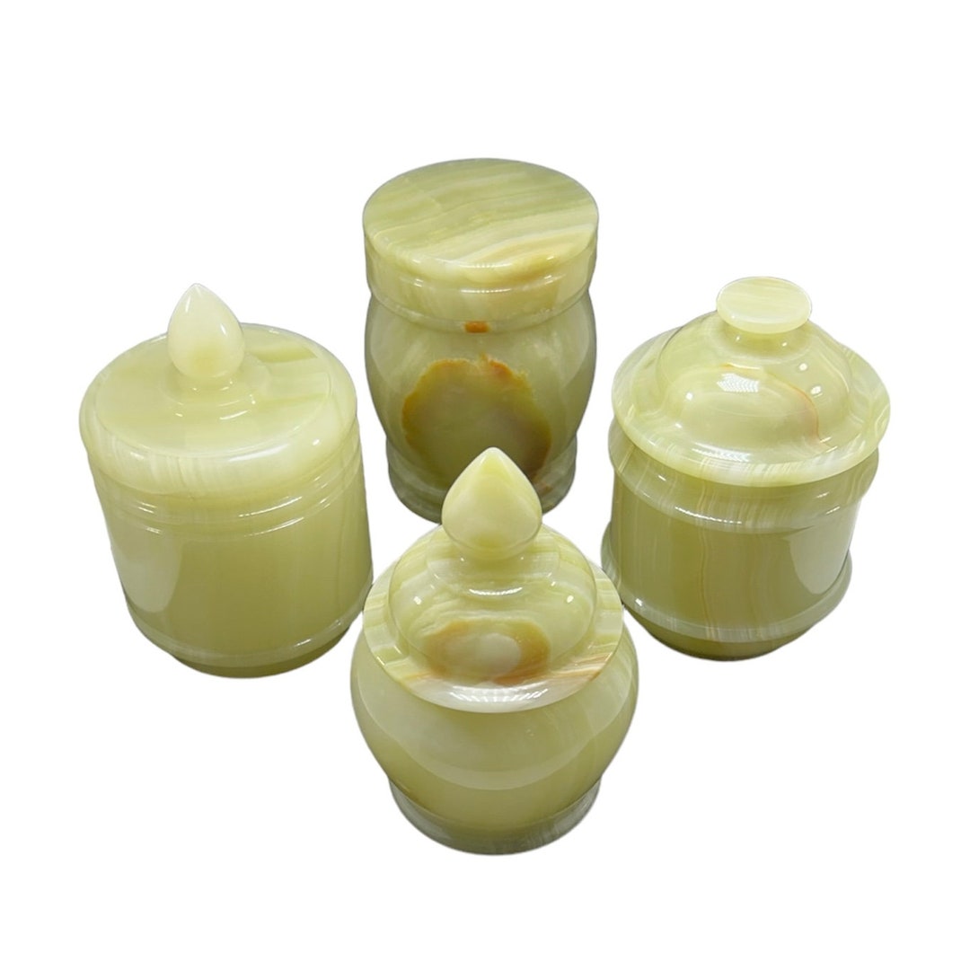 Elegant 5-inch Onyx Storage Jar With Customizable Lids: Flat, Pointed ...