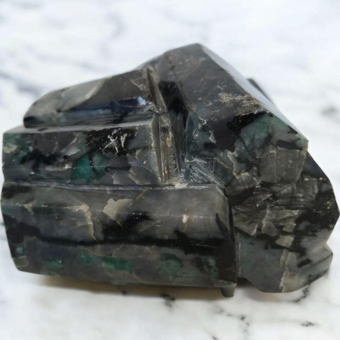 Brazilian Green Emeralds in Biotite Matrix: Polished Gemstone Decor - Etsy