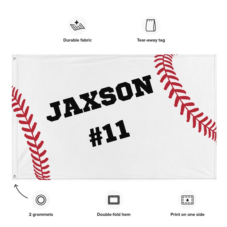 Custom Baseball Flag: Personalized Player Name, Baseball Room Decor - Etsy