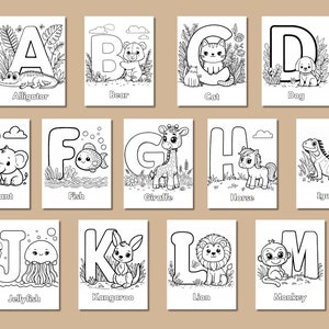 ABC Animal Coloring Book, Learn A to Z Alphabet: 26 Easy and Fun ...