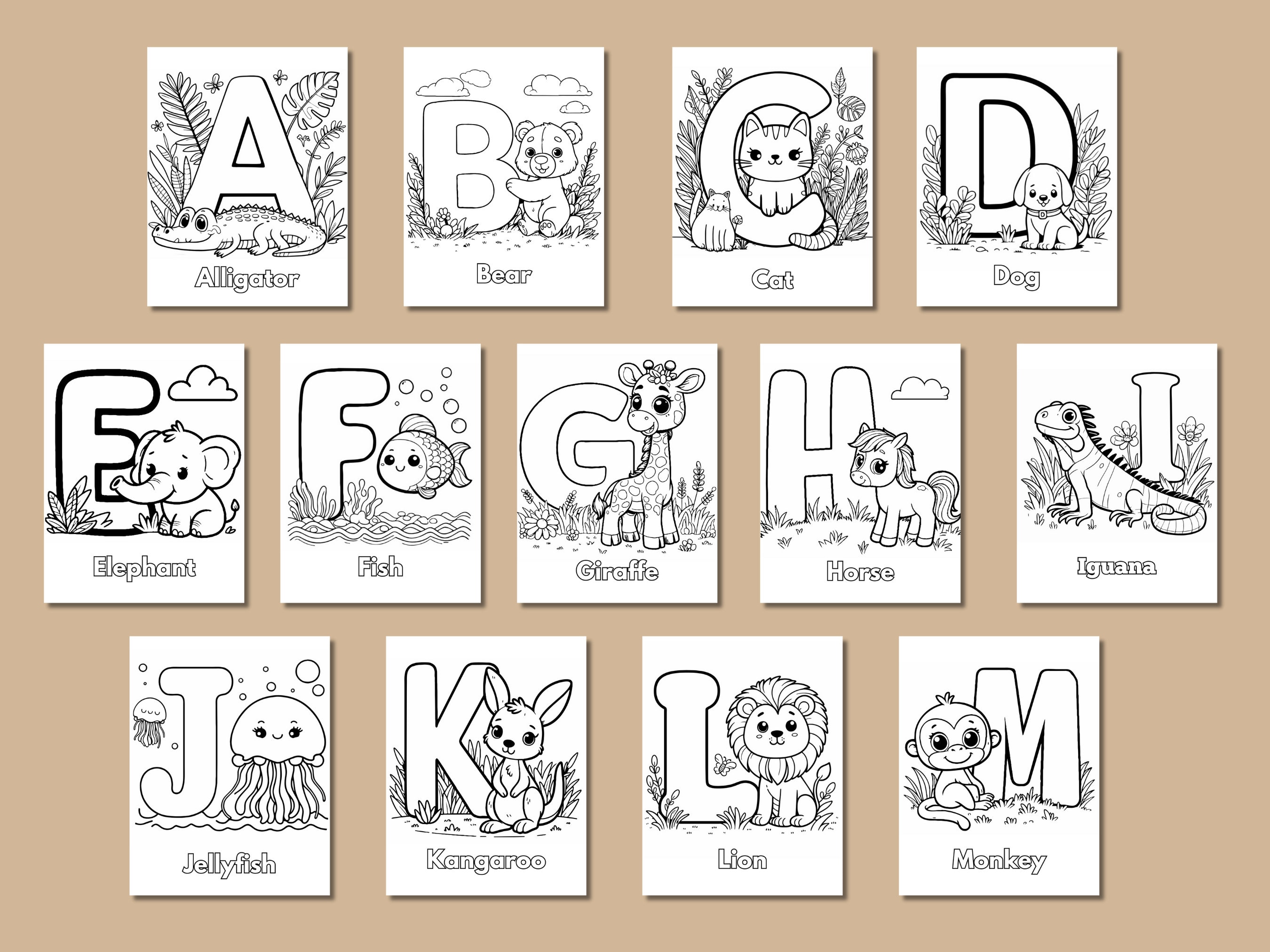 ABC Animal Coloring Book, Learn A to Z Alphabet: 26 Easy and Fun ...