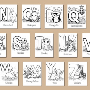 ABC Animal Coloring Book, Learn A to Z Alphabet: 26 Easy and Fun ...