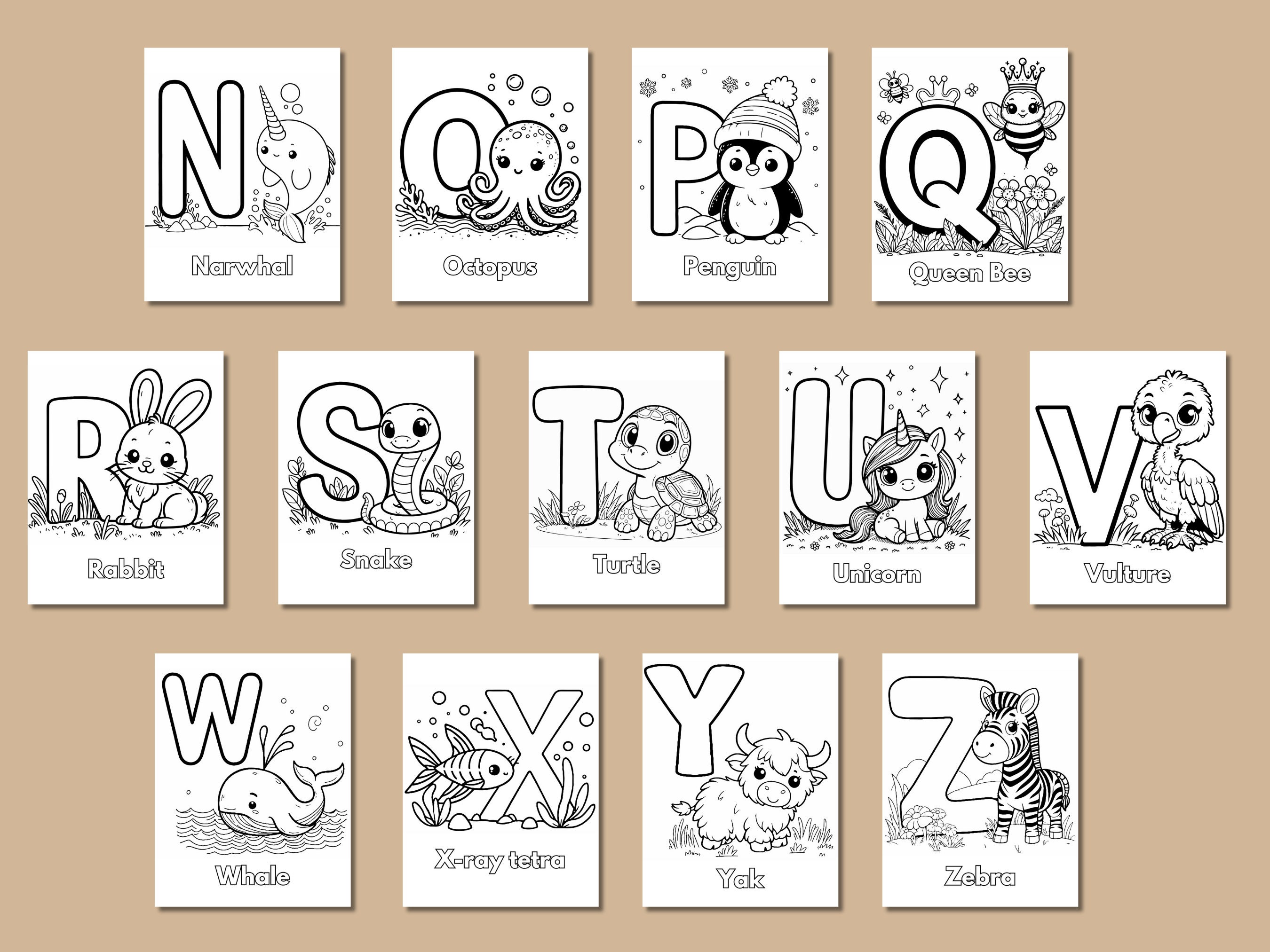 ABC Animal Coloring Book, Learn A to Z Alphabet: 26 Easy and Fun ...
