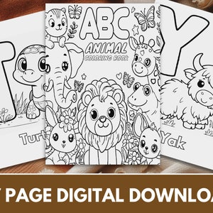 ABC Animal Coloring Book, Learn A to Z Alphabet: 26 Easy and Fun ...