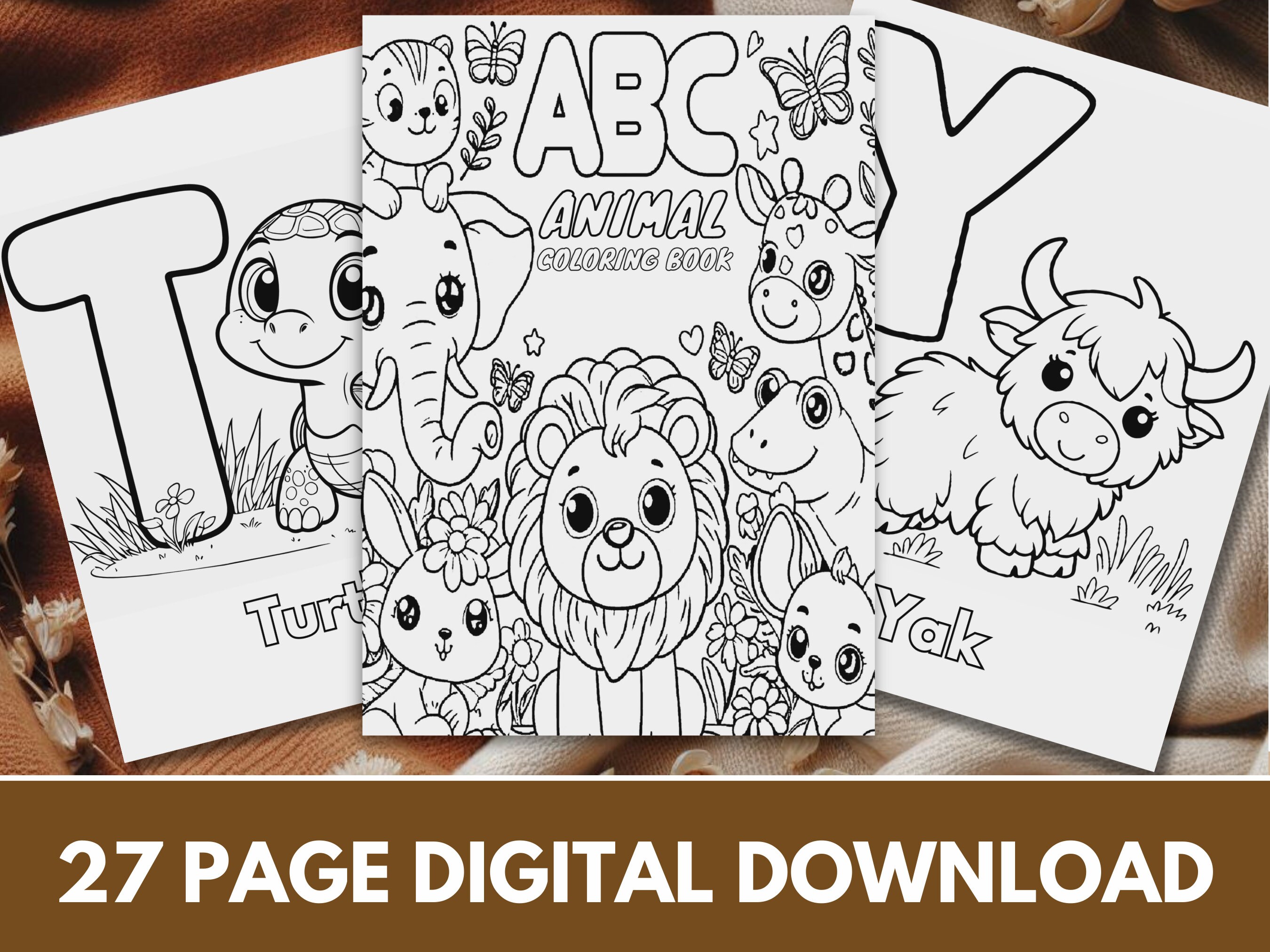 ABC Animal Coloring Book, Learn A to Z Alphabet: 26 Easy and Fun ...