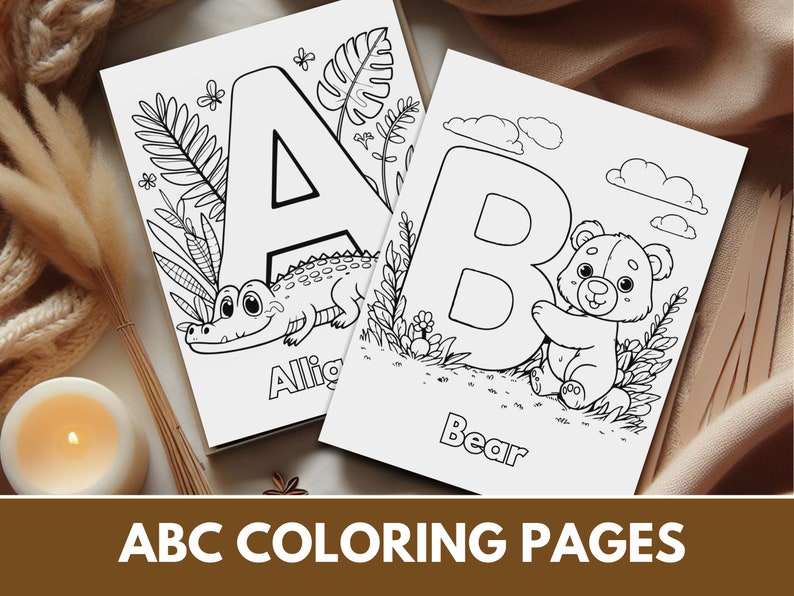 ABC Animal Coloring Book, Learn A to Z Alphabet: 26 Easy and Fun ...