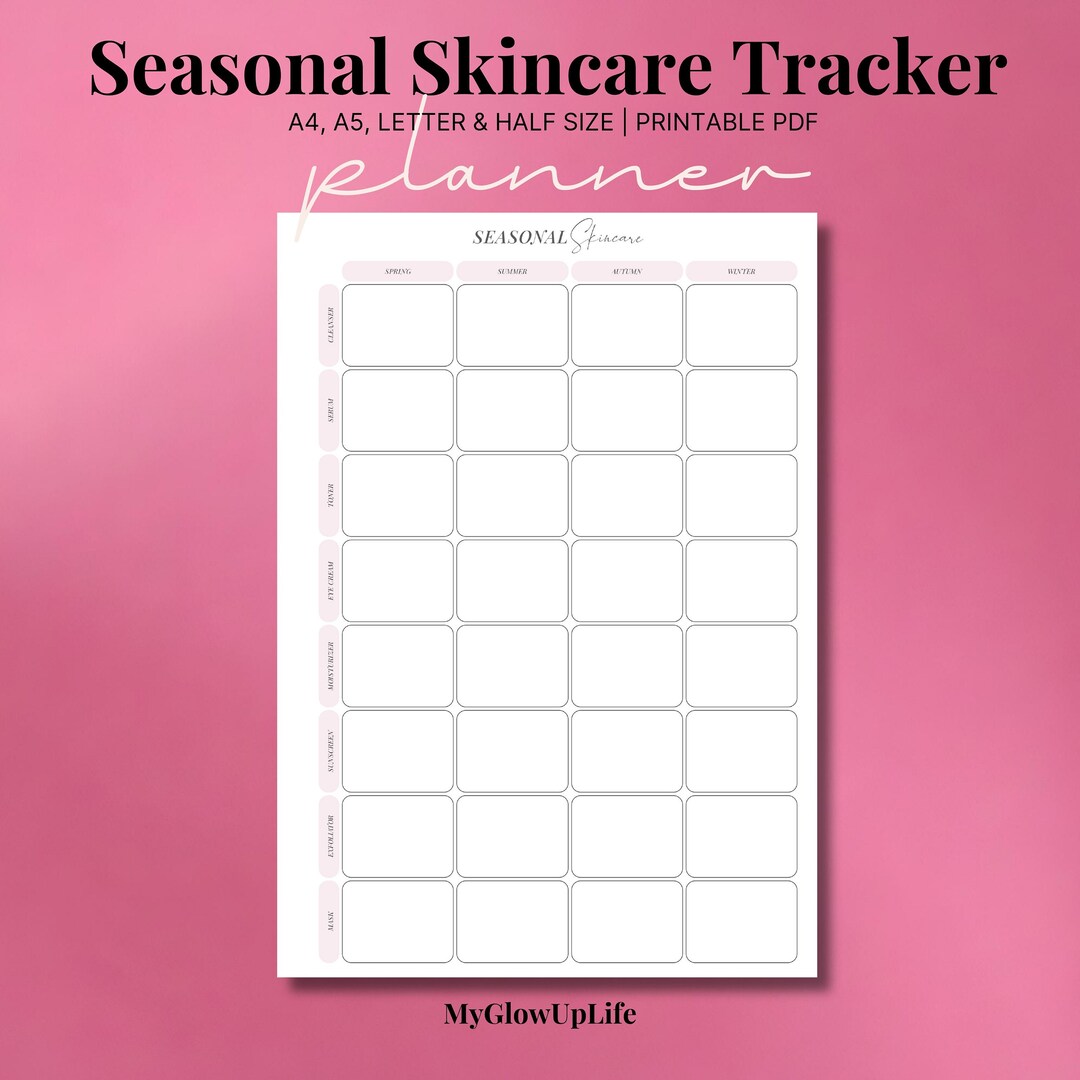Seasonal Skincare Tracker Printable: Organize Your Beauty Routine ...