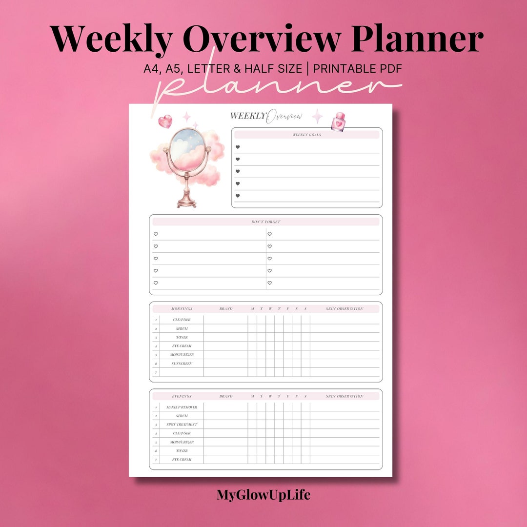 Weekly Overview Planner, Weekly Planner, Digital Planner, Printable ...