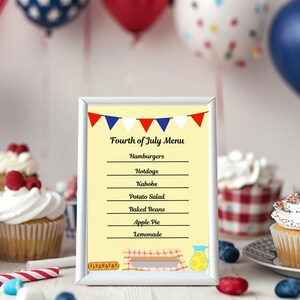 Editable Fourth of July Menu, Fourth of July Printable Menu, Fourth of ...