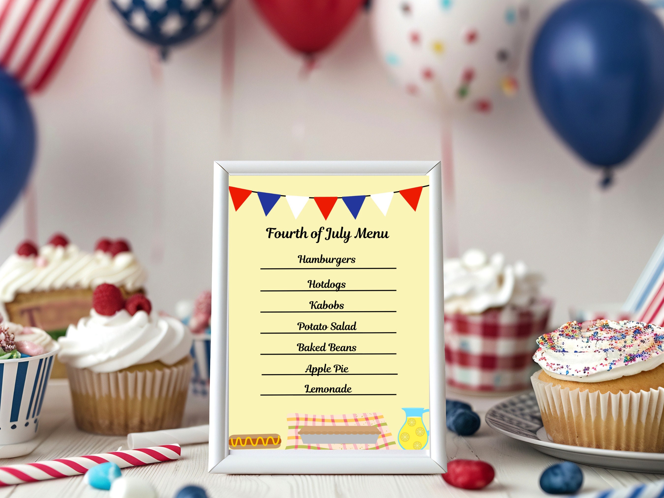 Editable Fourth of July Menu, Fourth of July Printable Menu, Fourth of ...