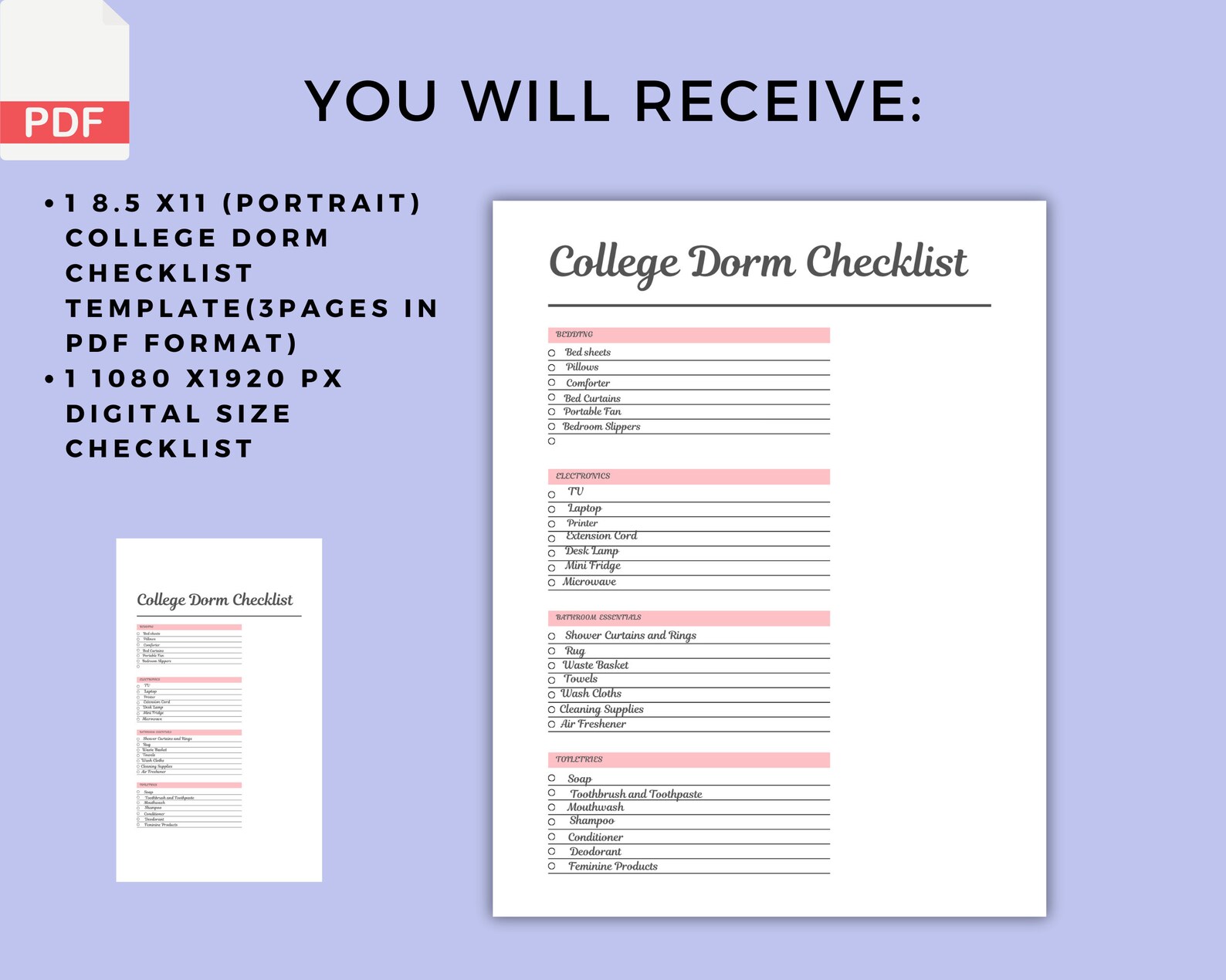 College Dorm Checklist, Dorm Room Checklist, Move in Checklist, Dorm ...