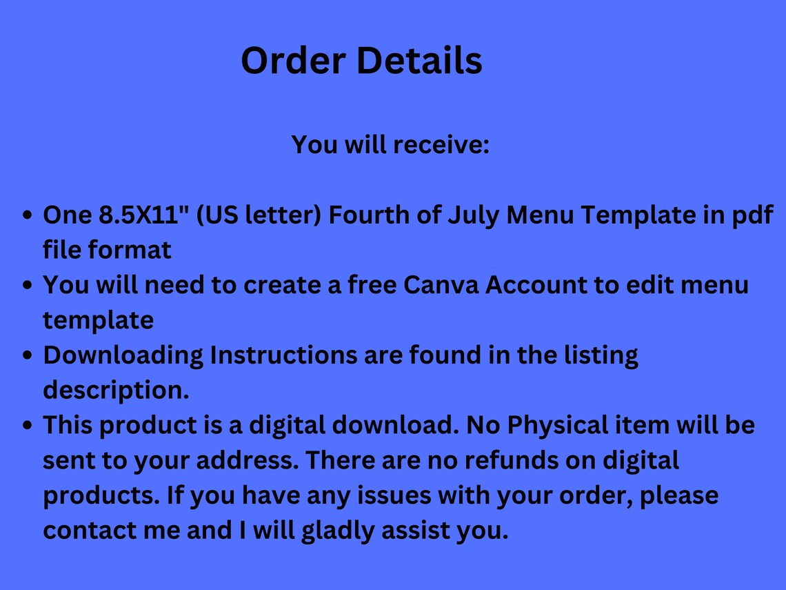 Editable Fourth of July Menu, Fourth of July Printable Menu, Fourth of ...