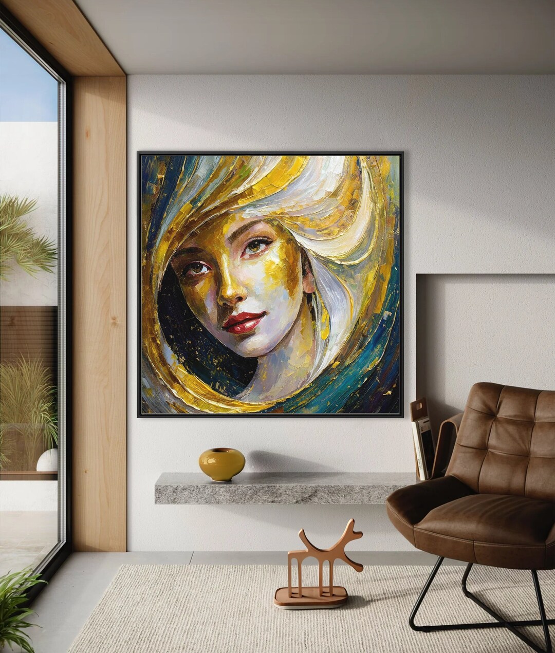 Abstract Beautiful Woman Face Painting for Living Room, Woman Portrait ...